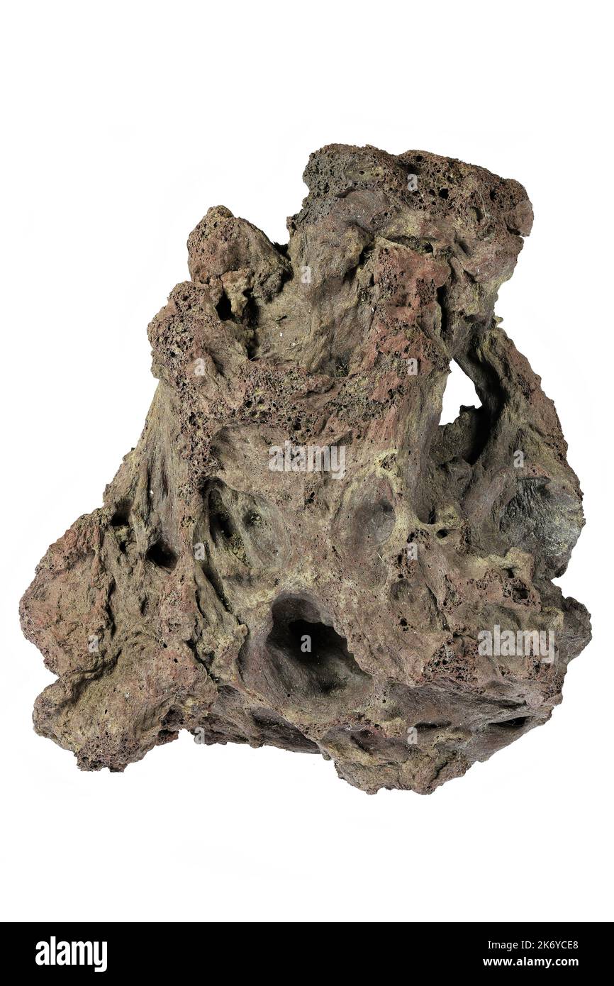 volcanic slag from Mount Etna, Sicily isolated on white background ...