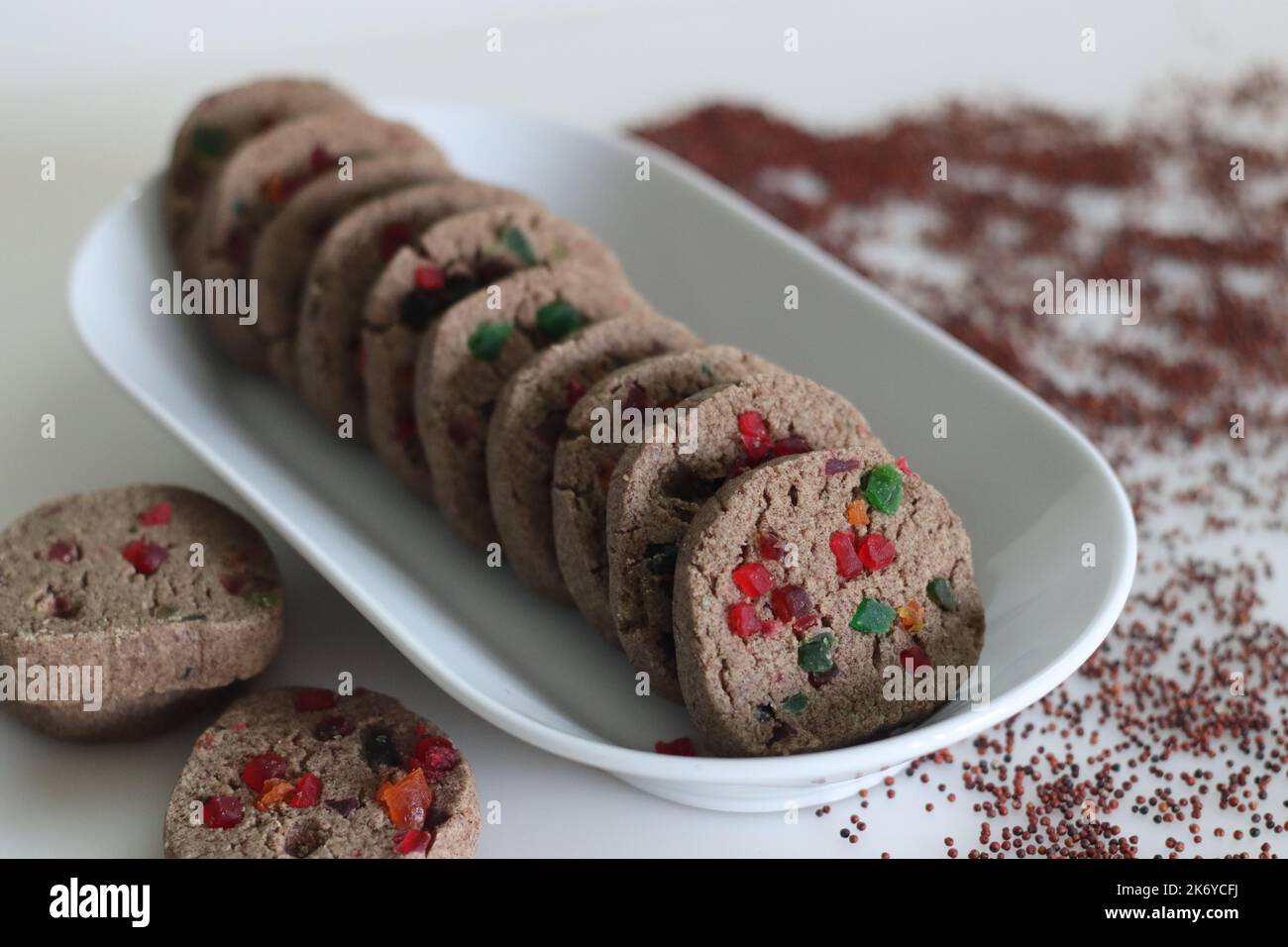 Ragi wheat cookies. Tutti fruity finger millet cookies. A healthy ...