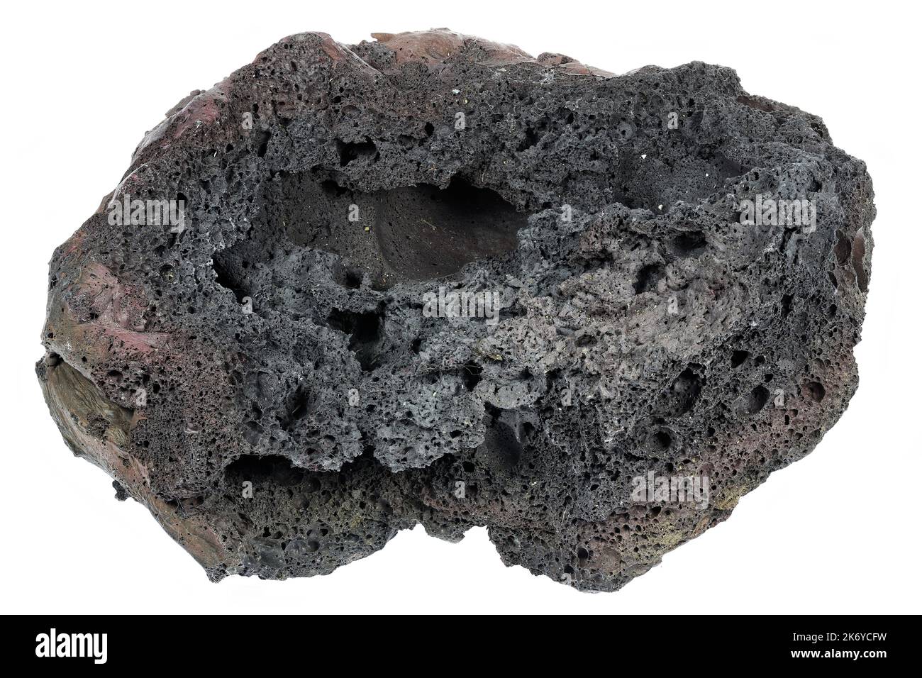volcanic slag from Mount Etna, Sicily isolated on white background ...