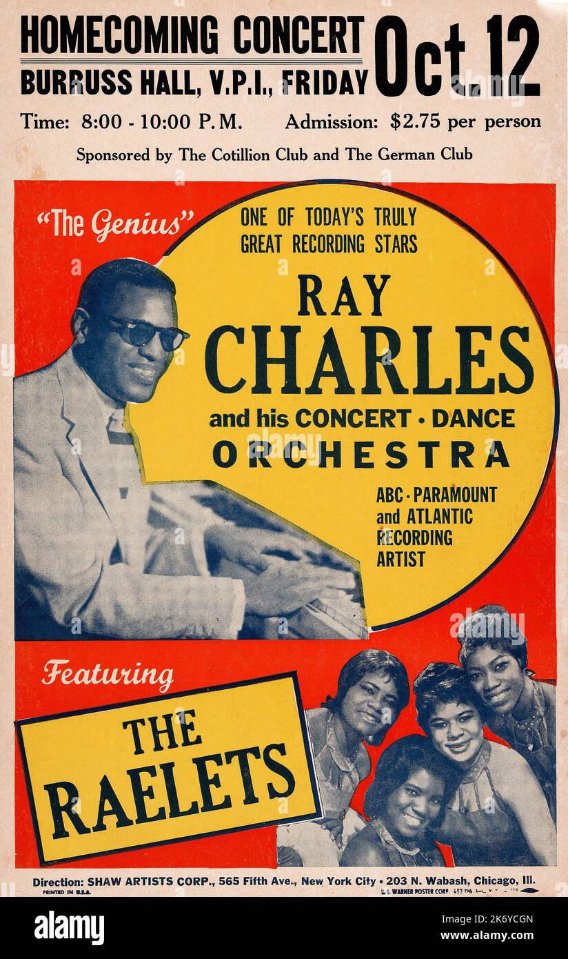Ray Charles and his Raelets 1962 Blacksburg, Virginia - Boxing-Style ...