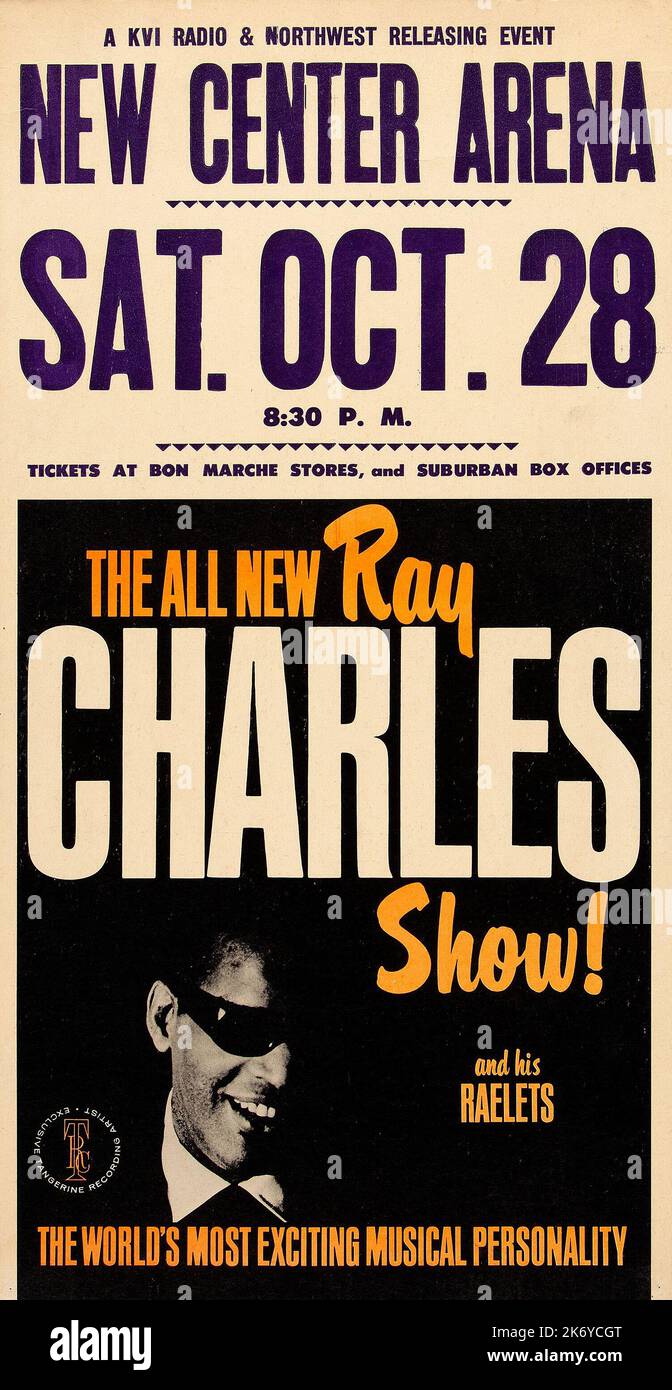 Ray Charles and hits Raelets - New Center Arena, Saturday October 28 ...