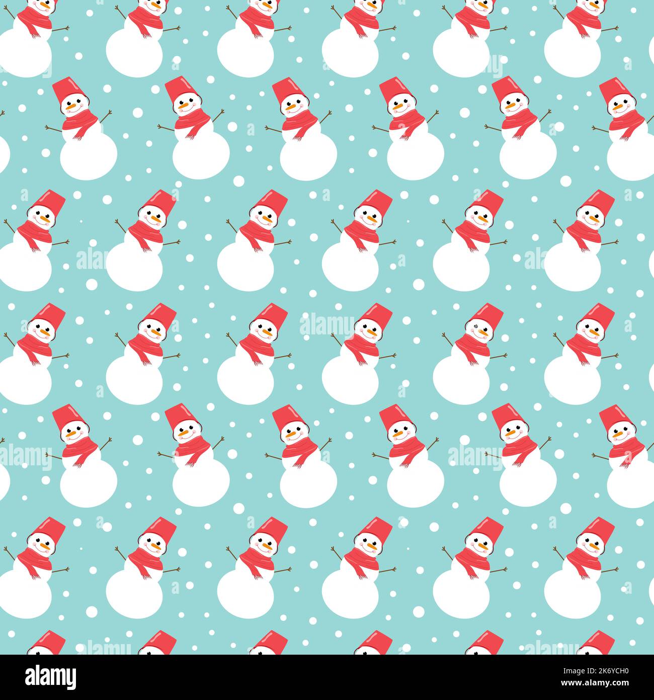 Snowman with snowflakes on a blue background. Seamless fabric. Vector ...