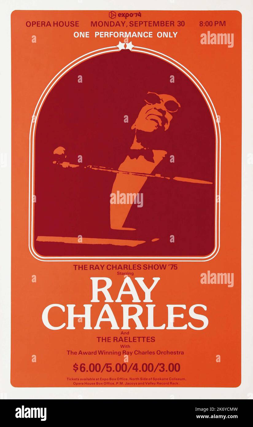 Ray Charles and The Raelettes Spokane Opera House Concert Poster (Expo ...