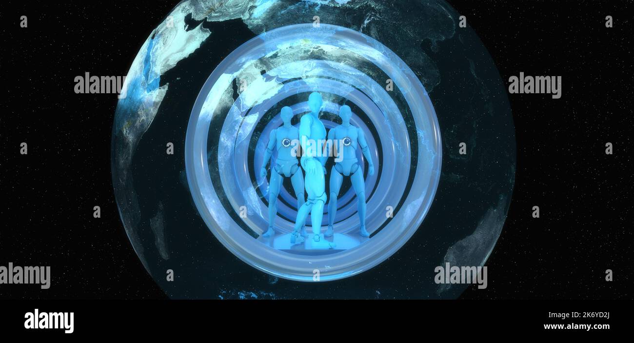 3d render. Futuristic space and humanoid Stock Photo - Alamy