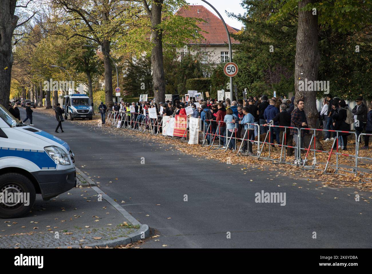 Berlin, Germany. 16th Oct, 2022. Protesters gathered at the Embassy of ...