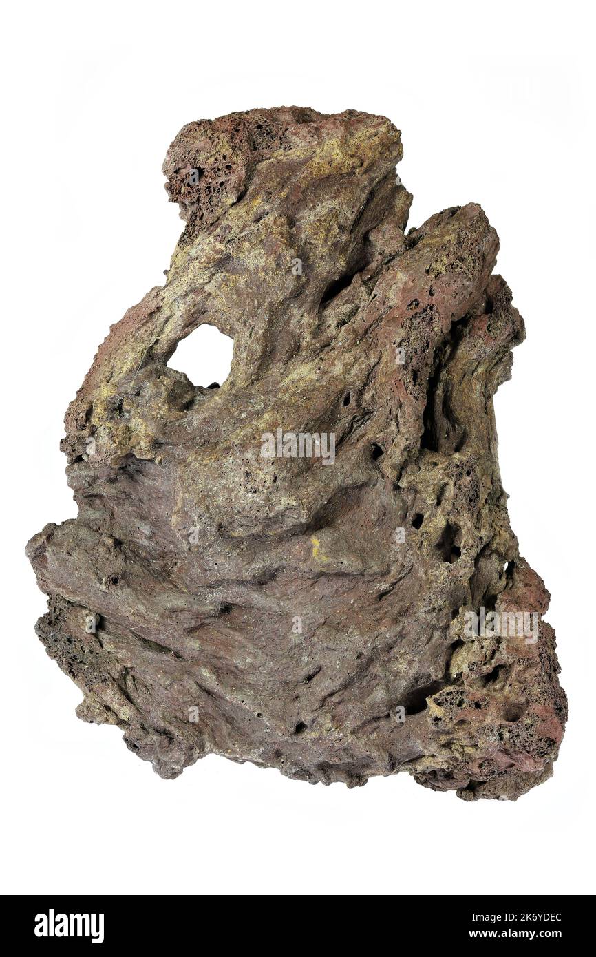 volcanic slag from Mount Etna, Sicily isolated on white background ...
