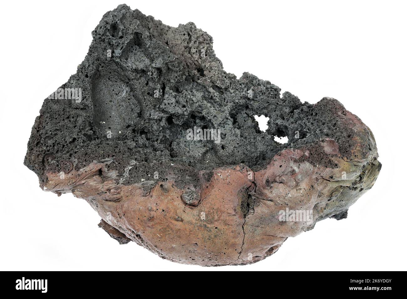 volcanic slag from Mount Etna, Sicily isolated on white background ...