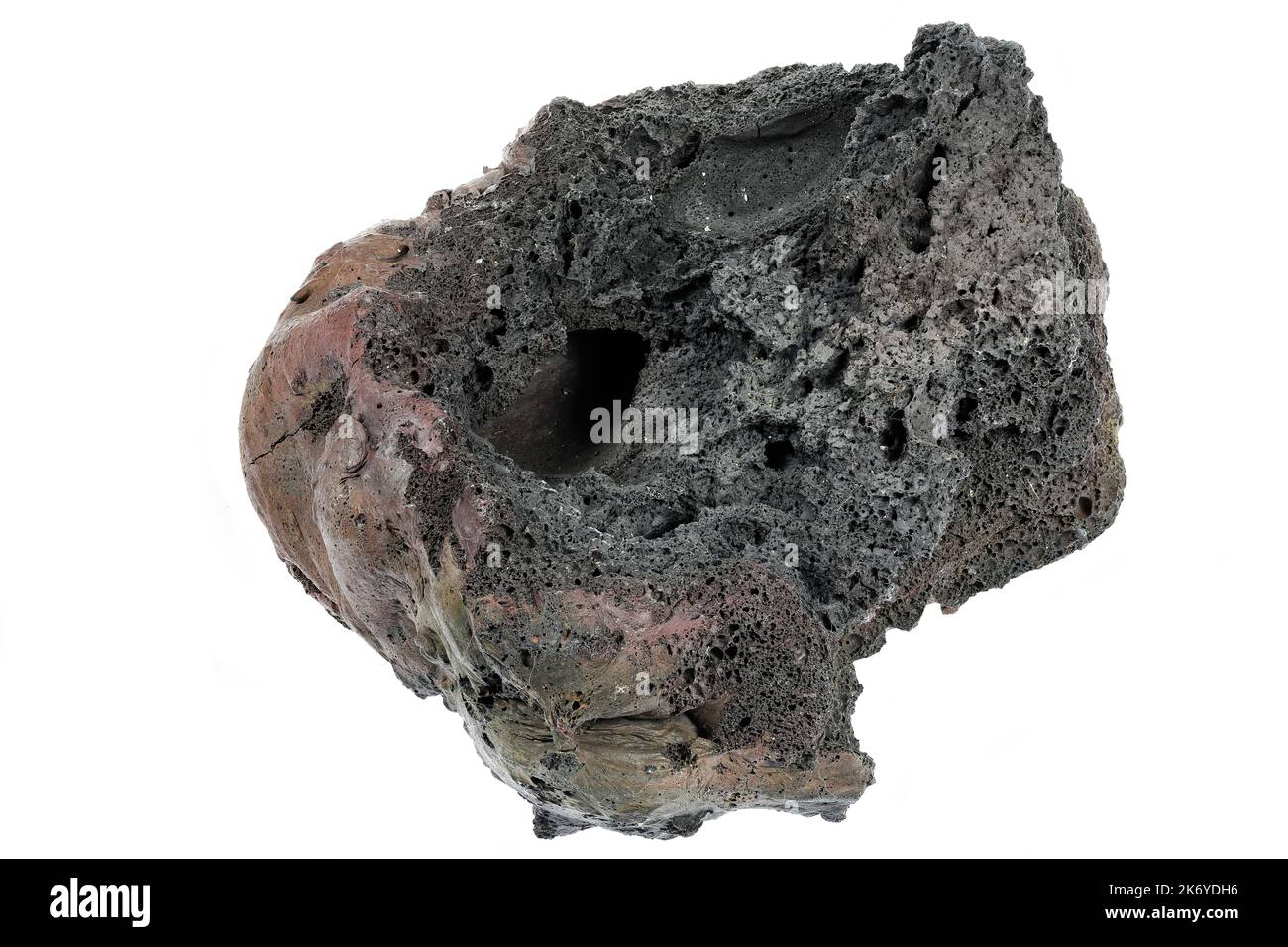 volcanic slag from Mount Etna, Sicily isolated on white background ...