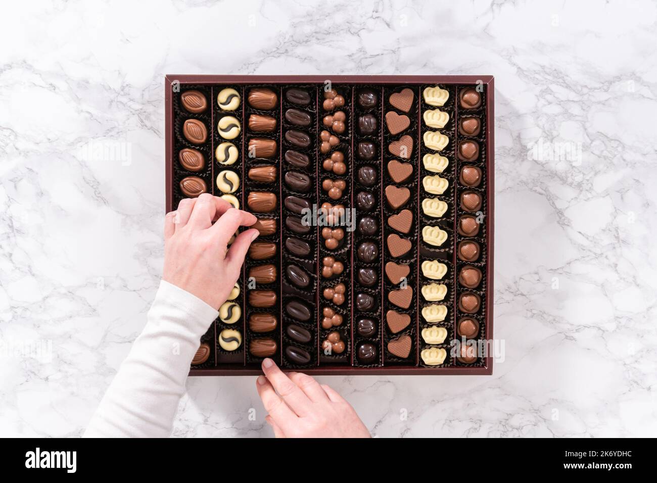 Assorted box chocolates top view hi-res stock photography and images ...