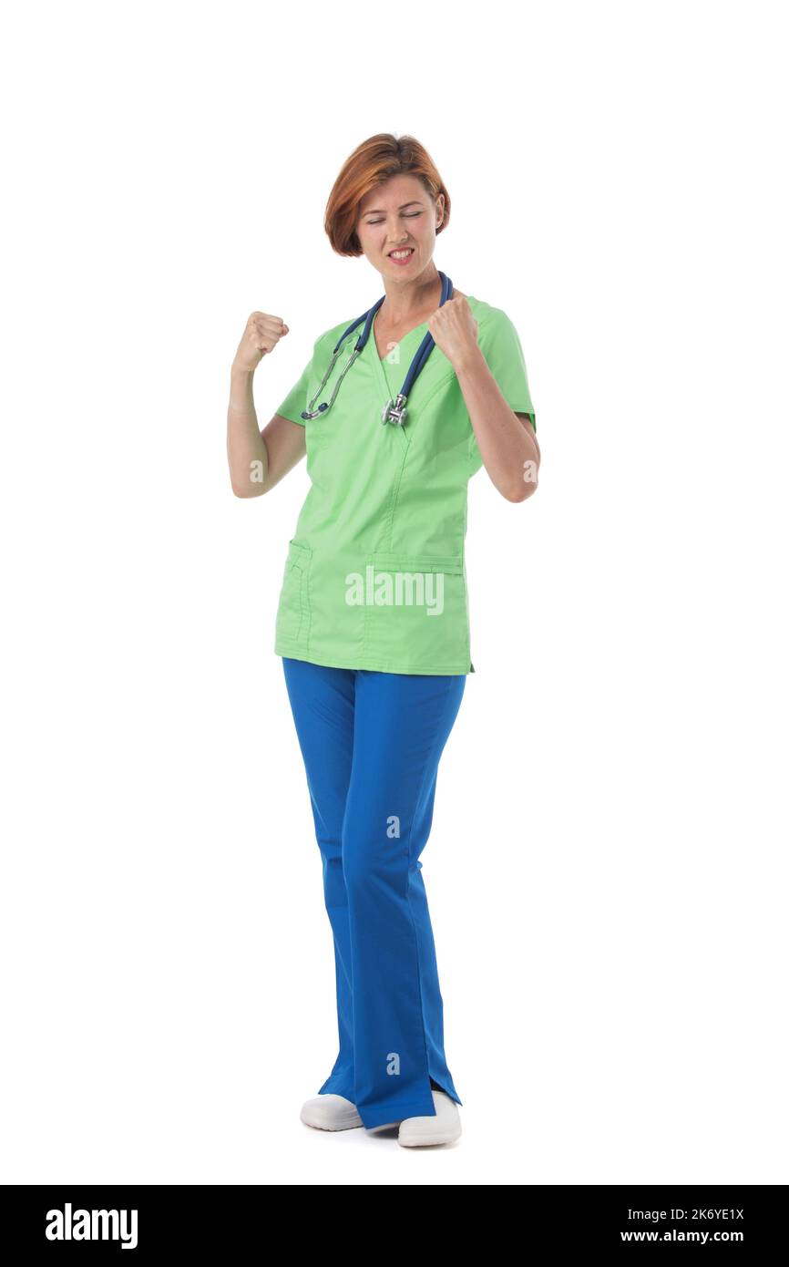 Nurse isolated on white. Female medical professional doctor standing ... Nurse isolated on white. Female medical professional doctor standing ...