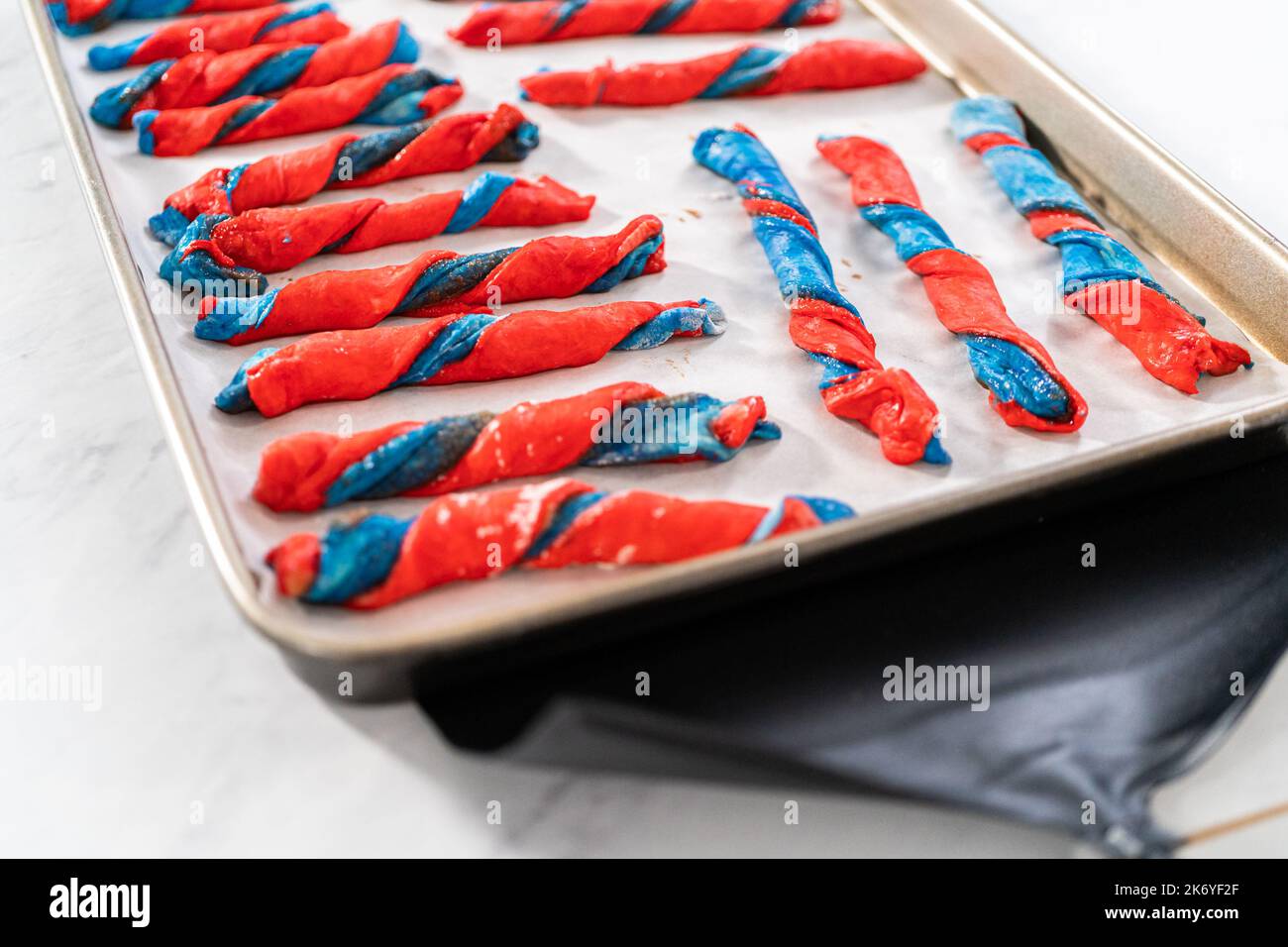 Patriotic cinnamon twists Stock Photo - Alamy
