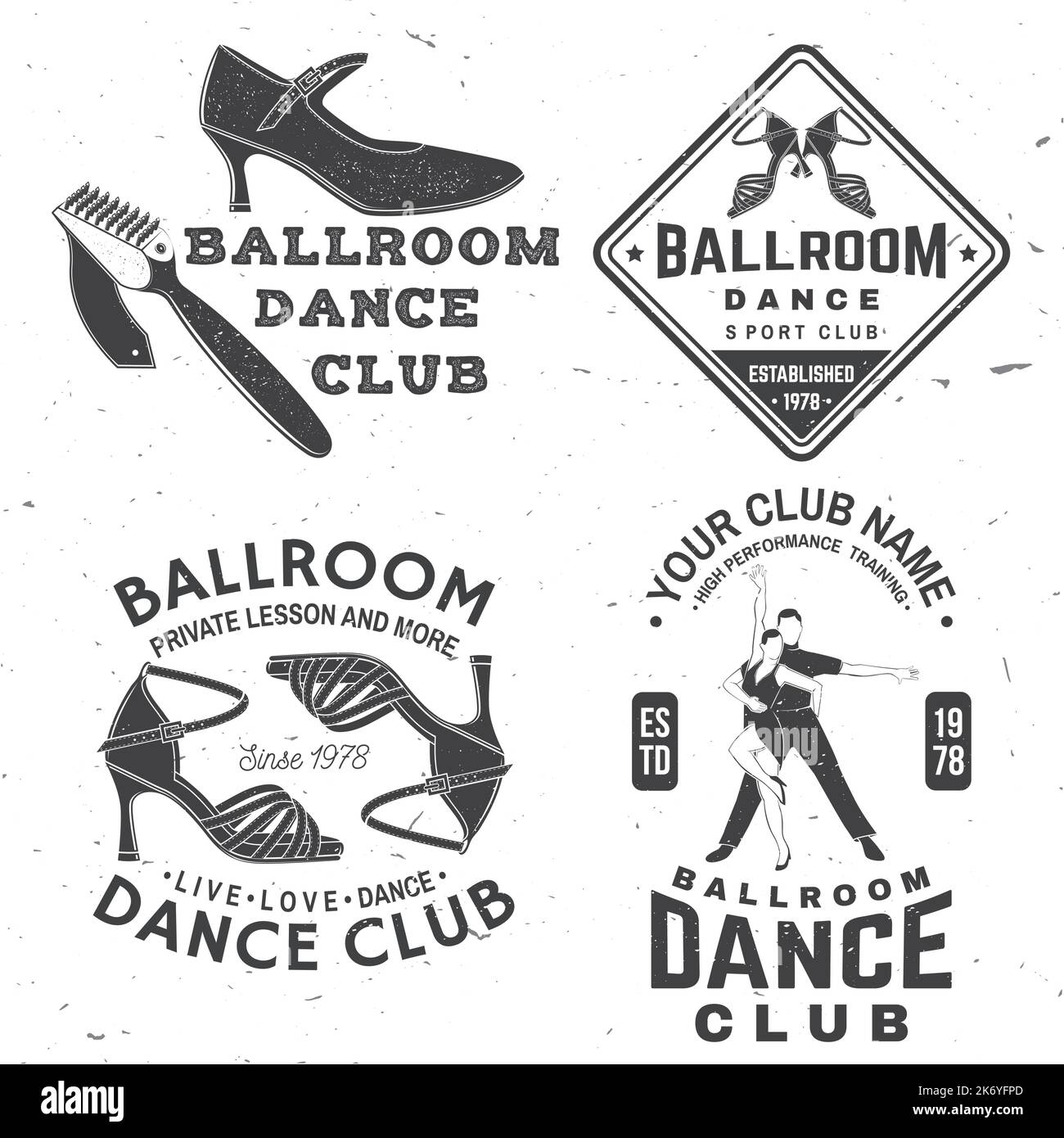 Set of Ballroom dance sport club logos, badges design. Concept for ...