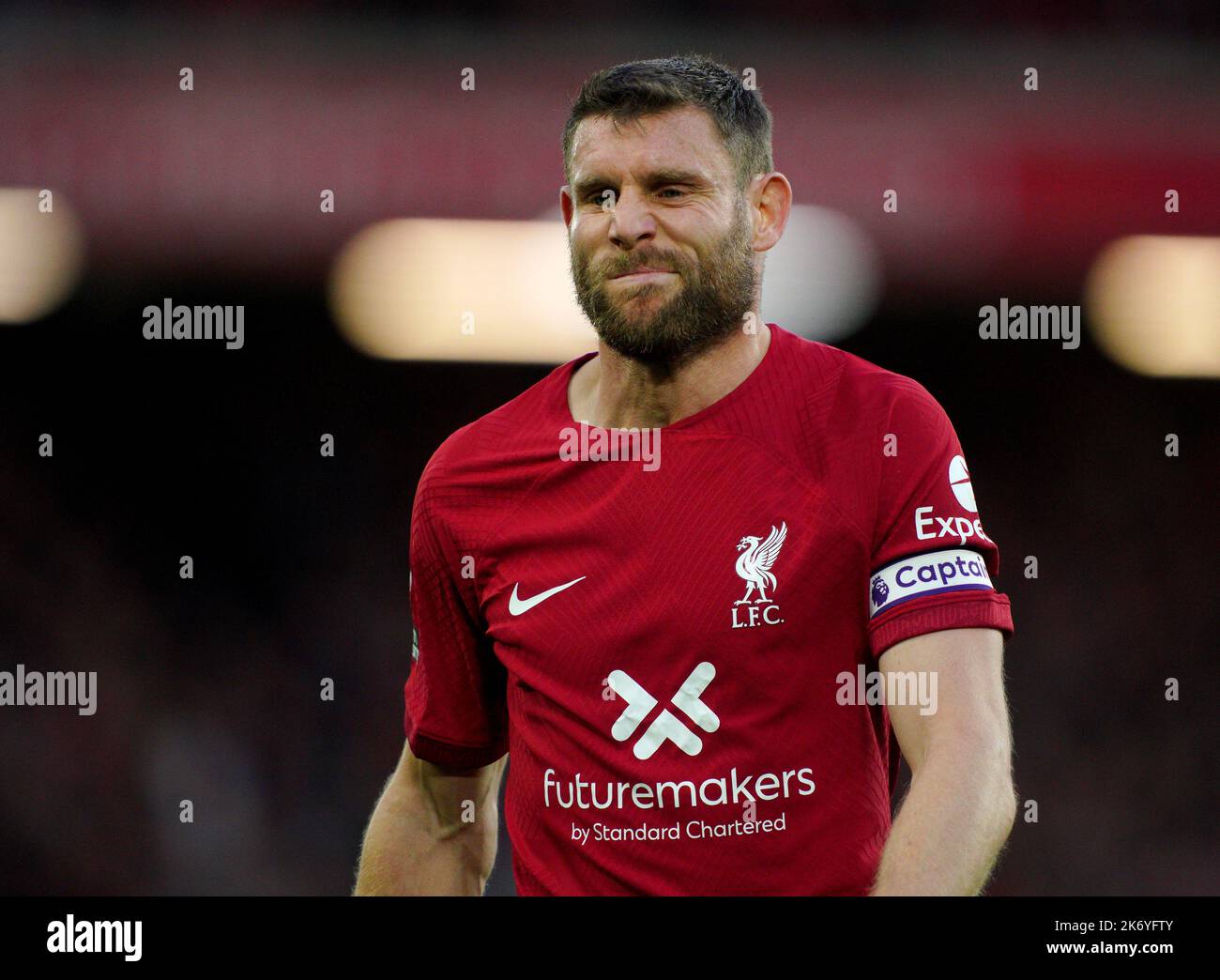 Liverpool's James Milner in action during the Premier League match at ...