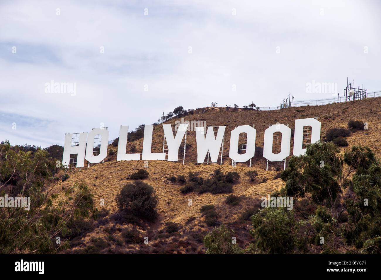 Famous Hollywood sign in Los Angeles, California on a cloudy day Stock ...
