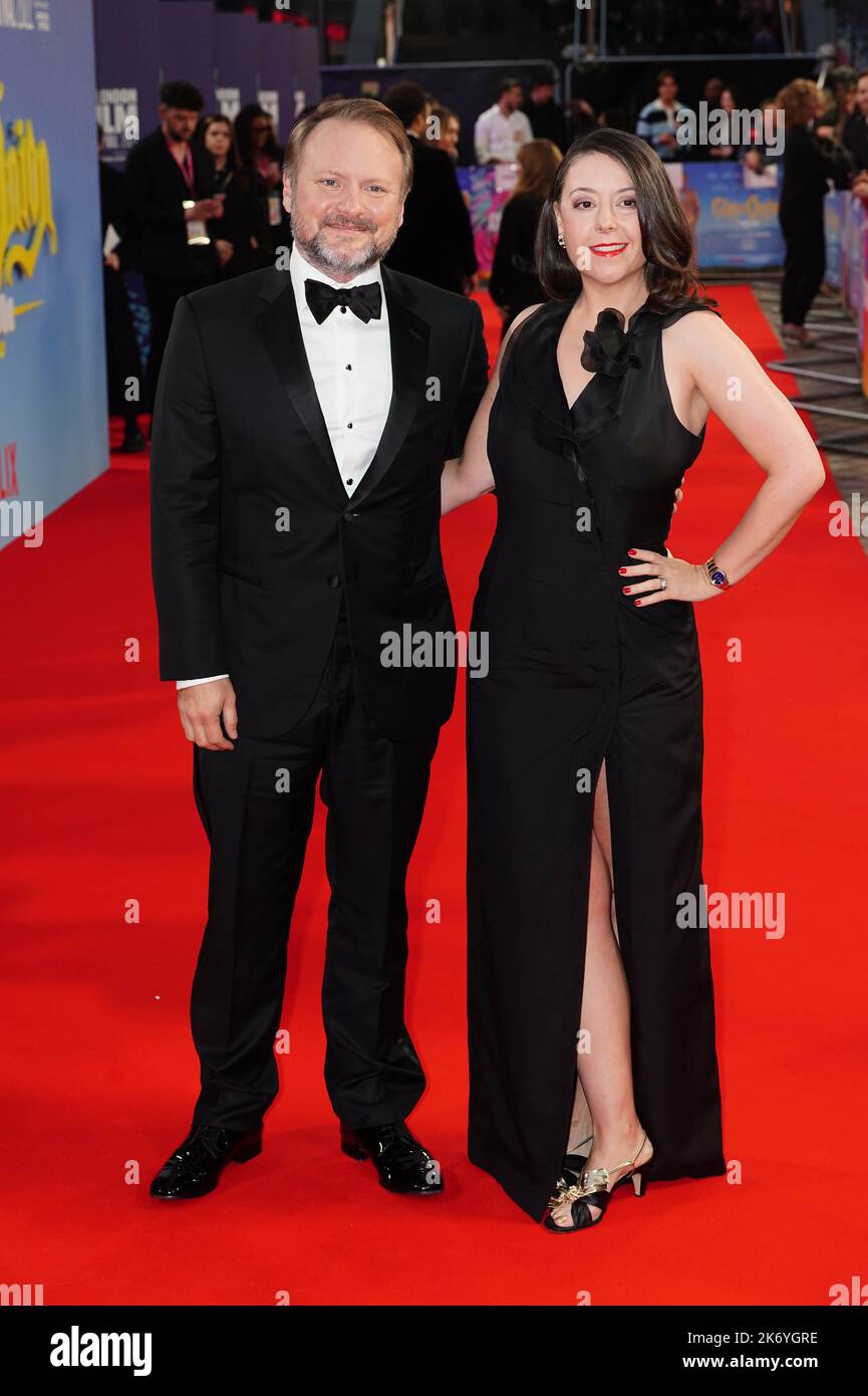 Rian Johnson and Karina Longworth attending the European premiere of ...