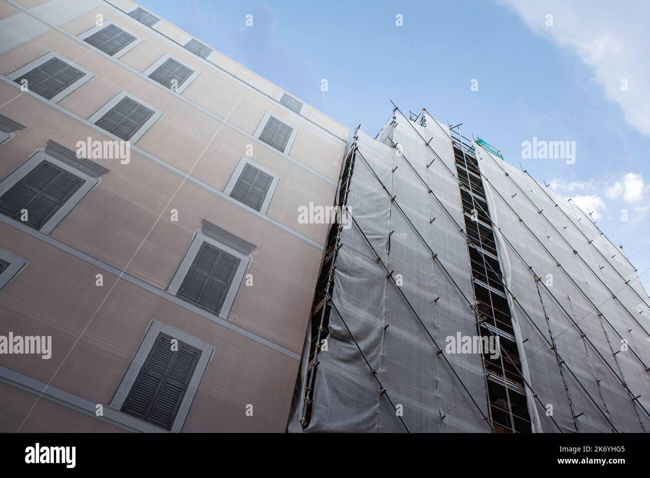 False facade on a renovation site Stock Photo - Alamy