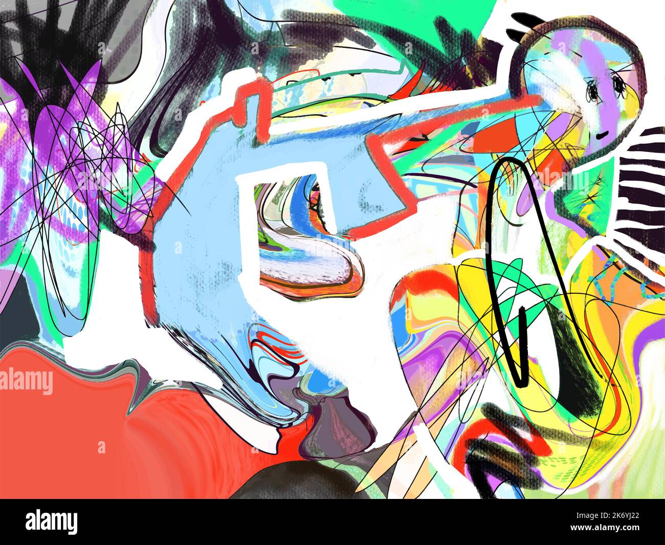 Contemporary digital art, abstract artwork painting vector illustration ...