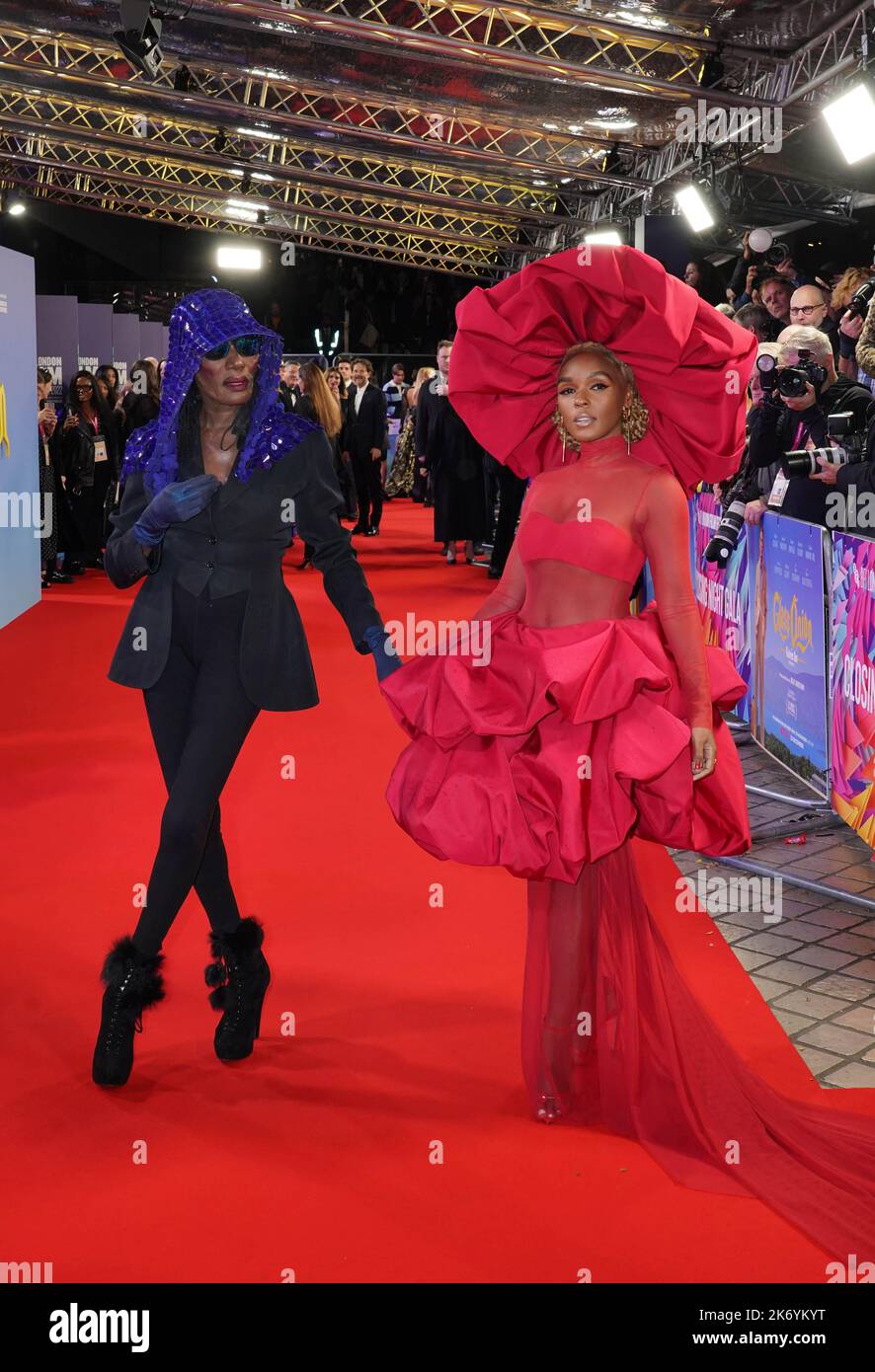 Grace Jones (left) and Janelle Monae attending the European premiere of Glass Onion: A Knives ...
