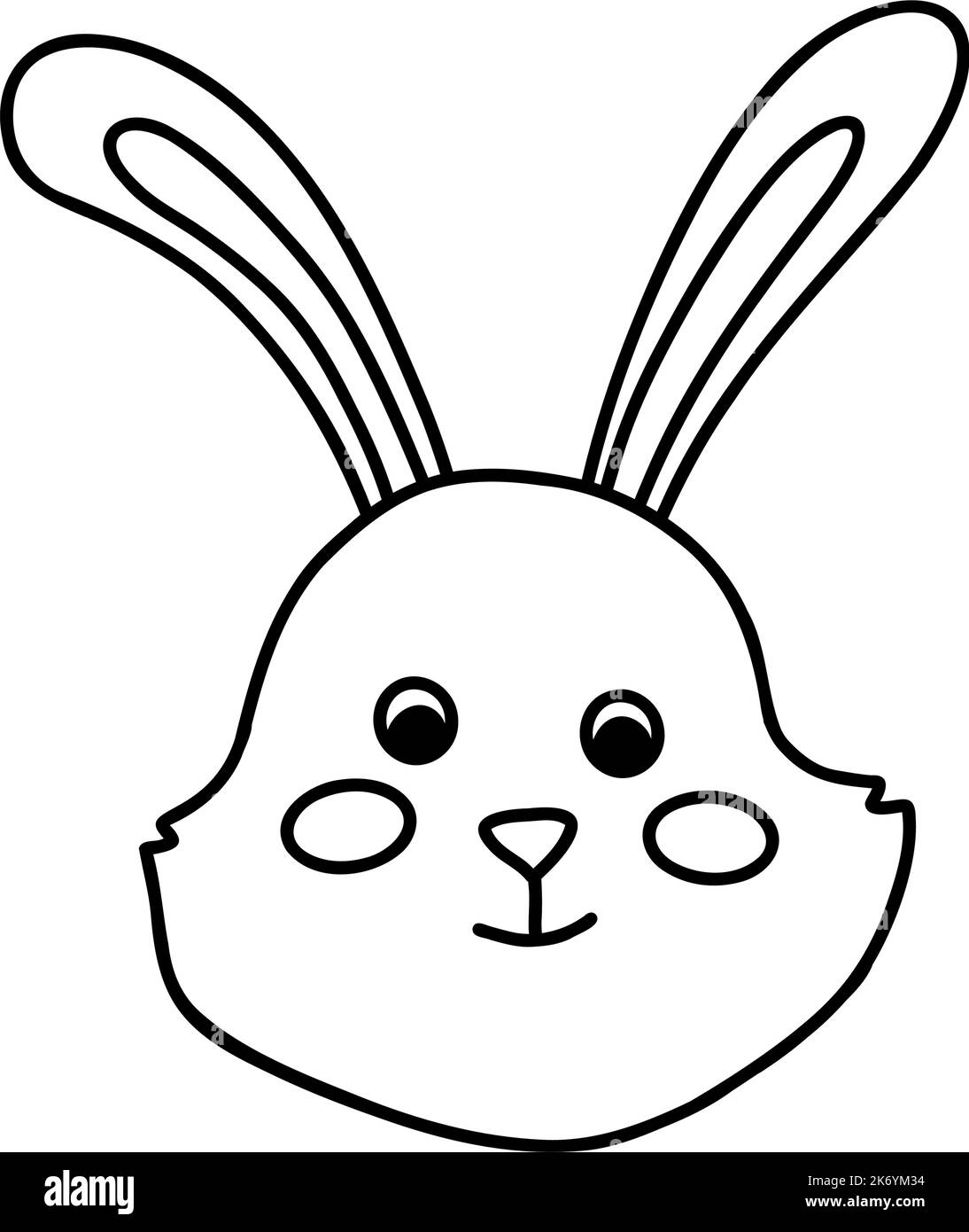 Doodle rabbit face. Cartoon element, vector sketch illustration, black ...