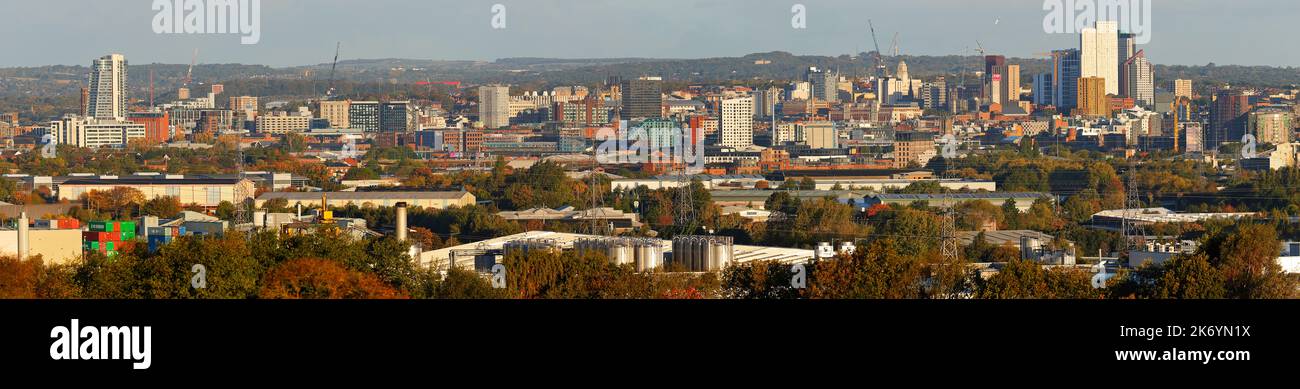 A panoramic view of Leeds City Centre taken from Rothwell Stock Photo ...
