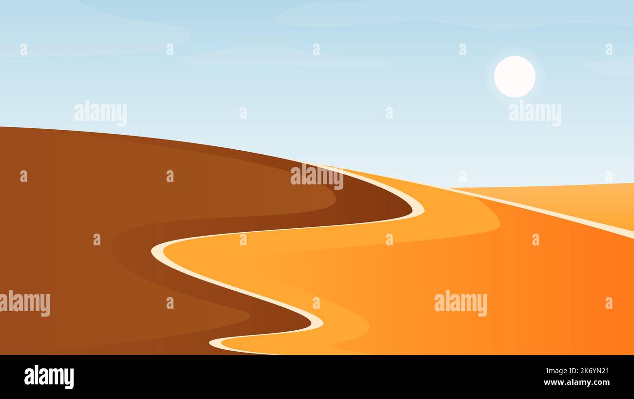 Desert with sand dunes. African or Arabian landscape and terrain ...