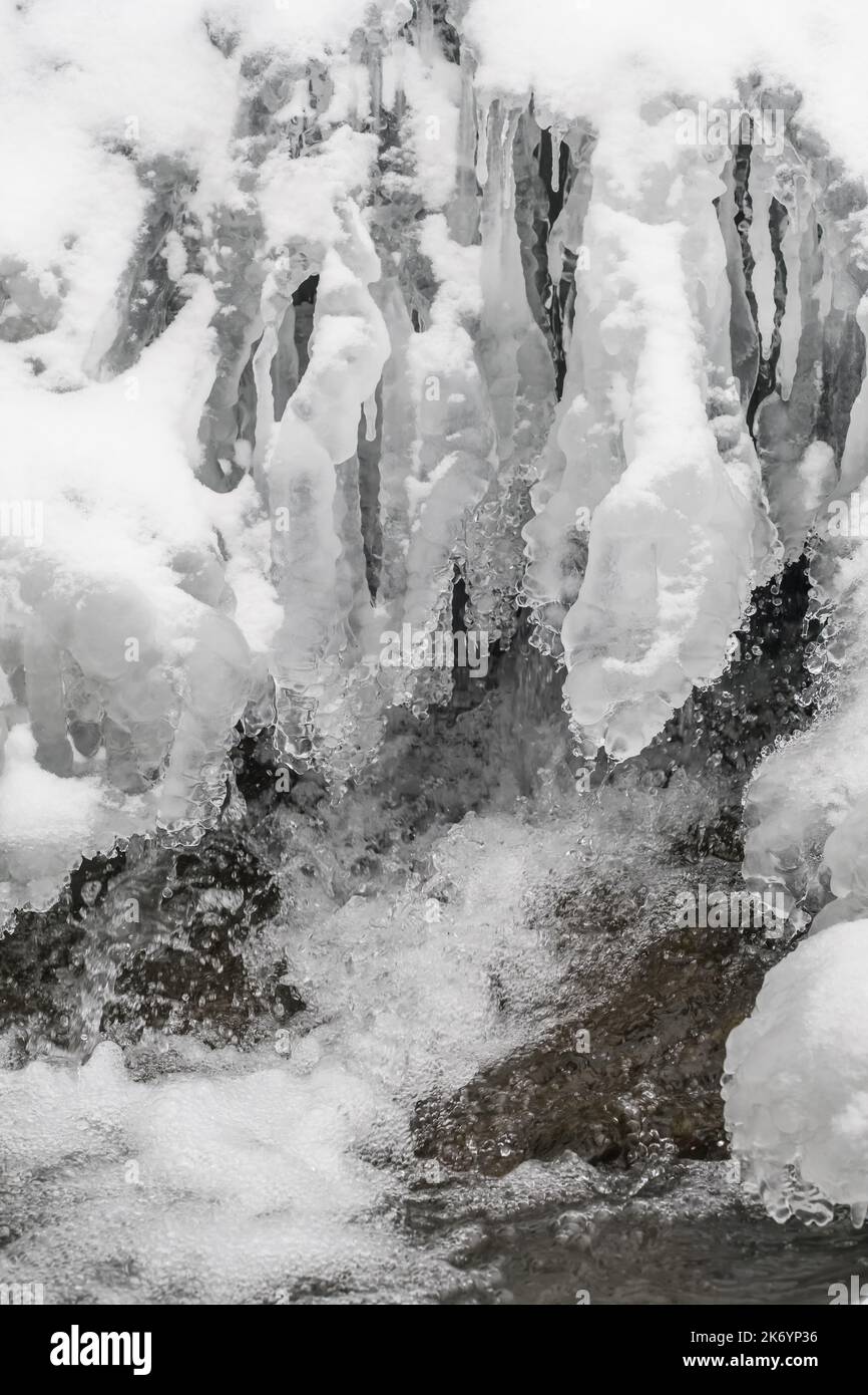 Melting ice on a cold river in early spring season Stock Photo - Alamy