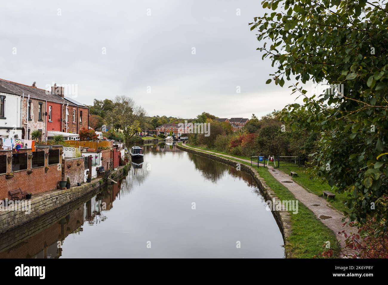 Looking up the canal towards Appleby Bridge from a bridge spanning the ...
