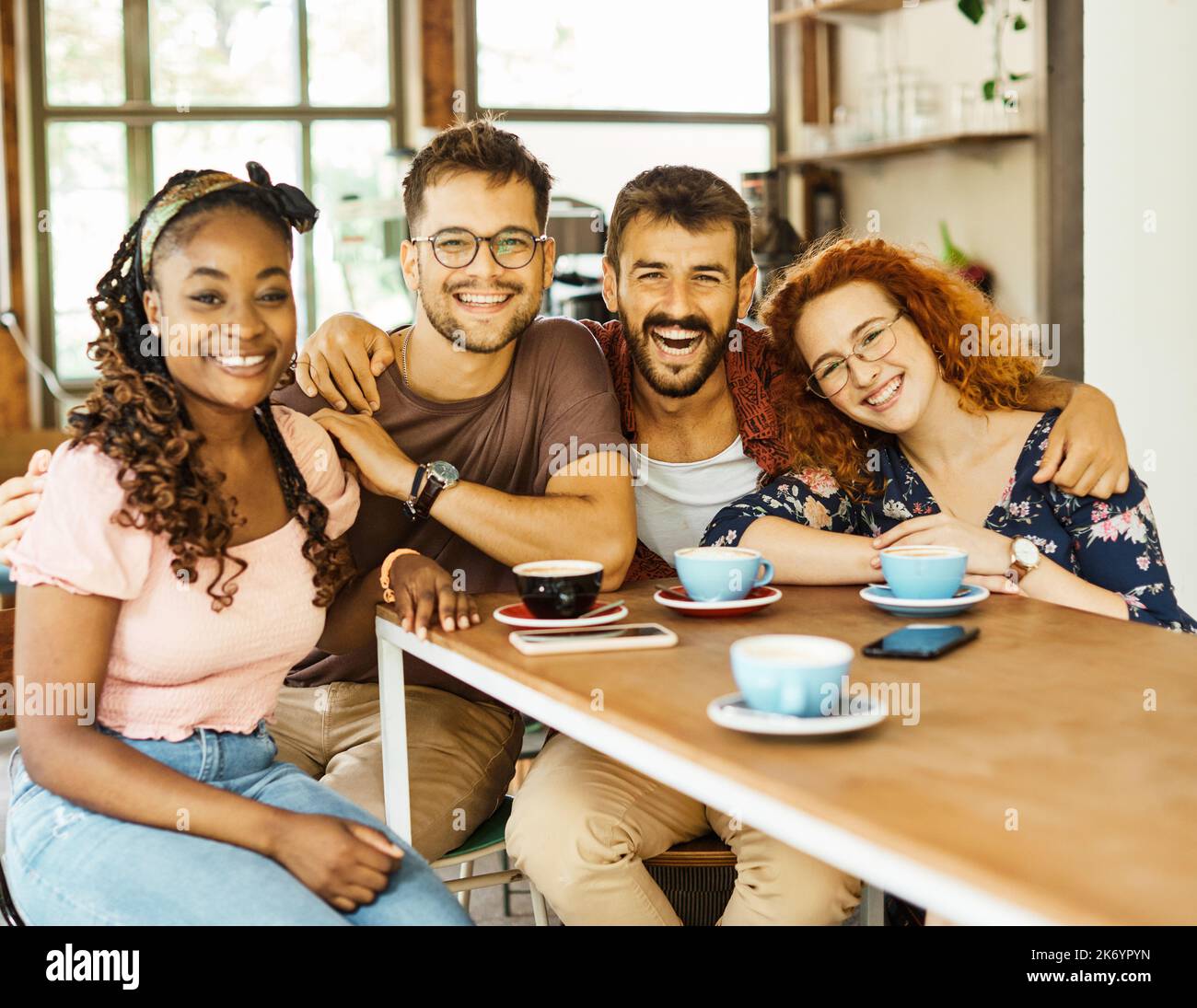 woman friendship fun friend cafe smiling lifestyle happy drink man ...