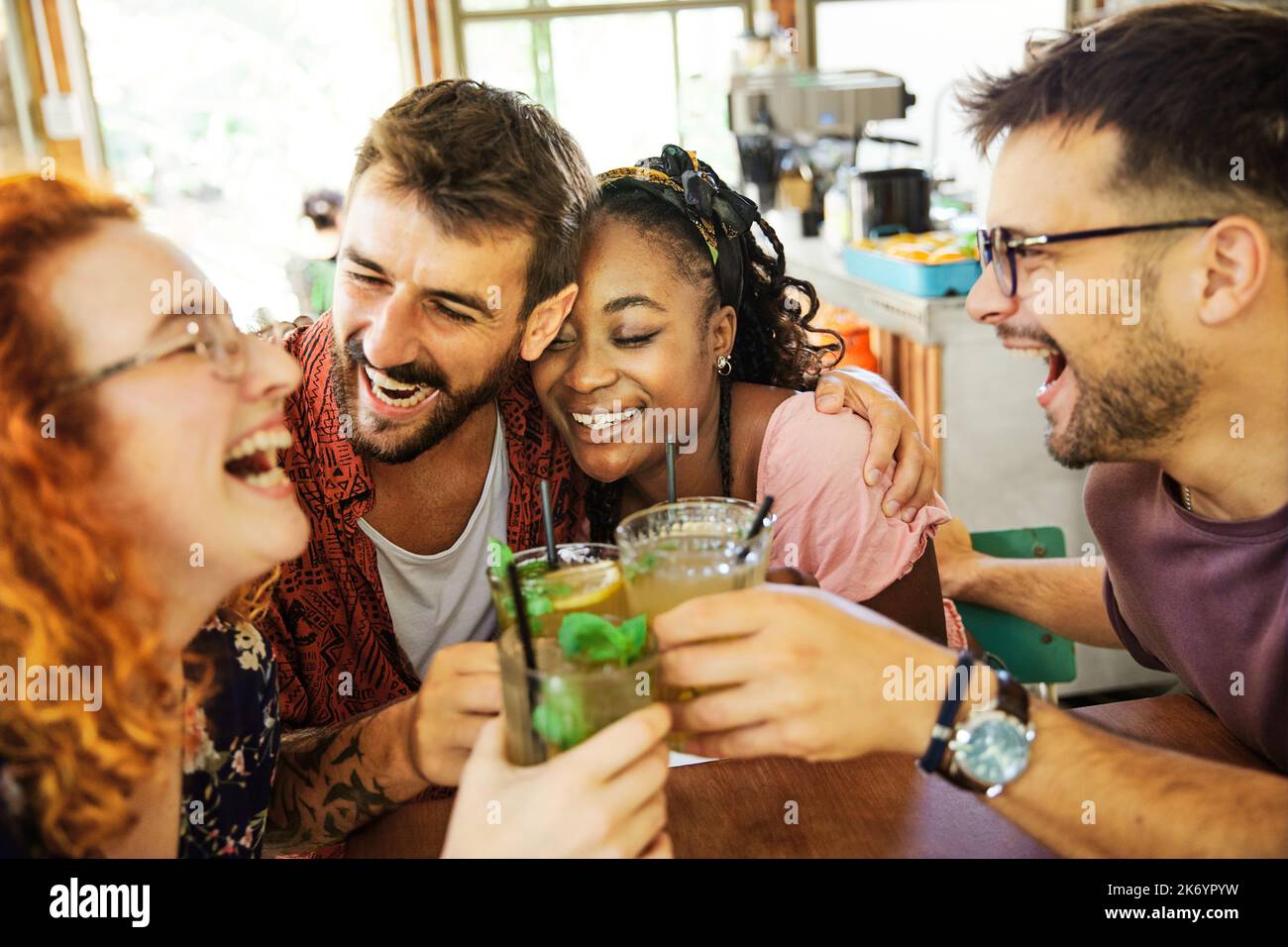 woman friendship fun friend cafe smiling lifestyle happy drink man ...