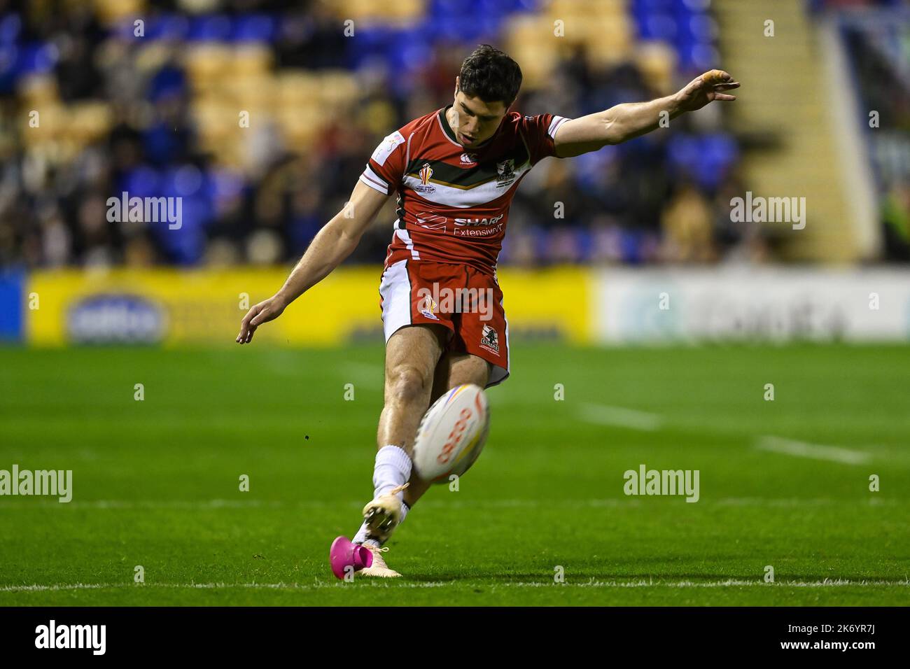 Warrington, UK. 16th October, 2022. Mitchell Moses of Lebanon converts ...