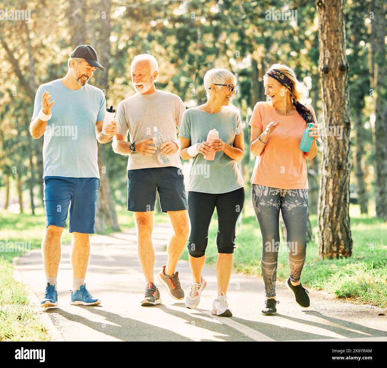 outdoor senior fitness woman man lifestyle active sport exercise ...