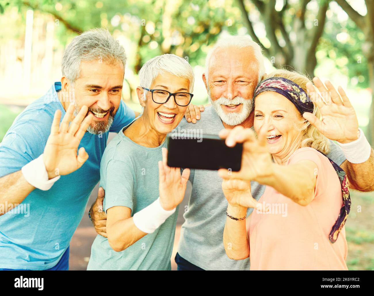 outdoor senior fitness woman man lifestyle active sport exercise ...