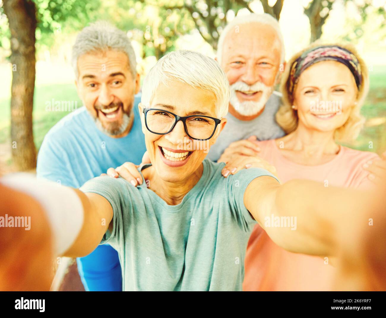 outdoor senior fitness woman man lifestyle active sport exercise ...