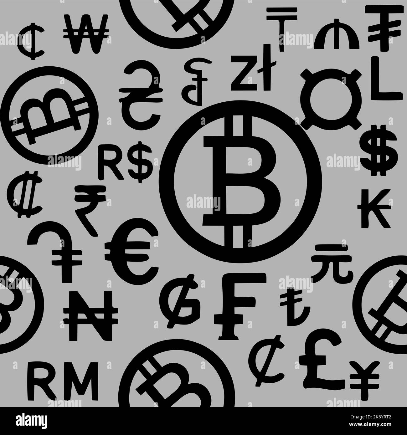 seamless black pattern of graphic symbols of different currencies of ...