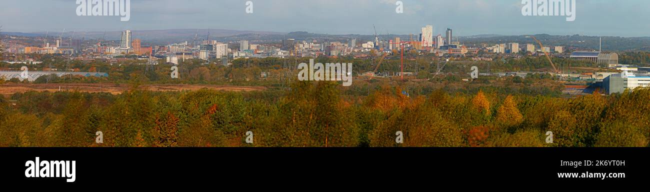 A panoramic view of Leeds City Centre taken from Rothwell Stock Photo ...