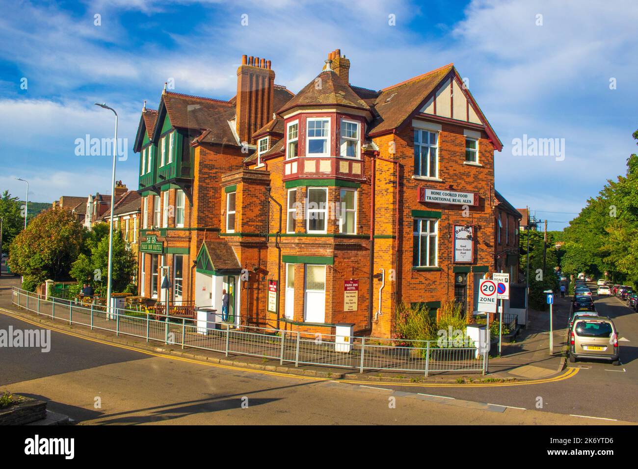 View of beautiful traditional old-world houses at a street of ...