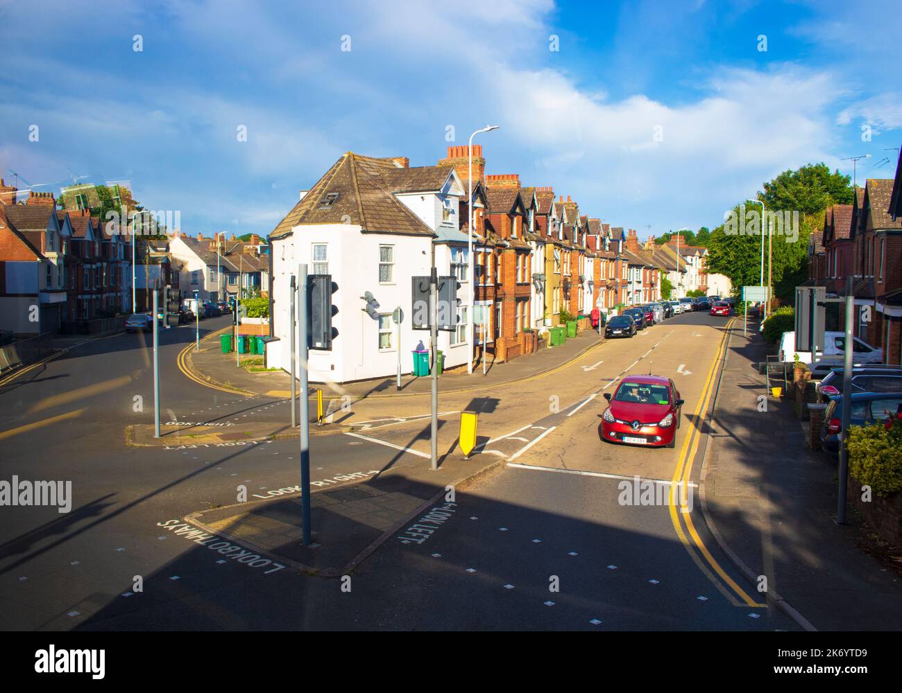 View of beautiful traditional old-world houses at a street of ...