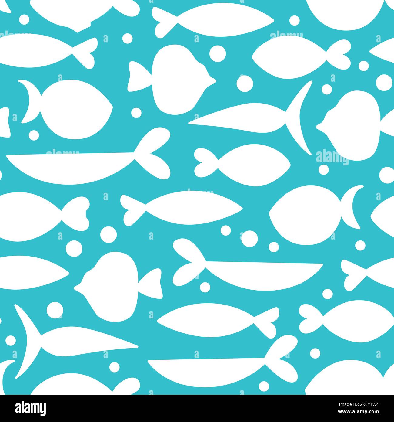 Blue school of fish swimming seamless pattern vector print. Ocean or ...