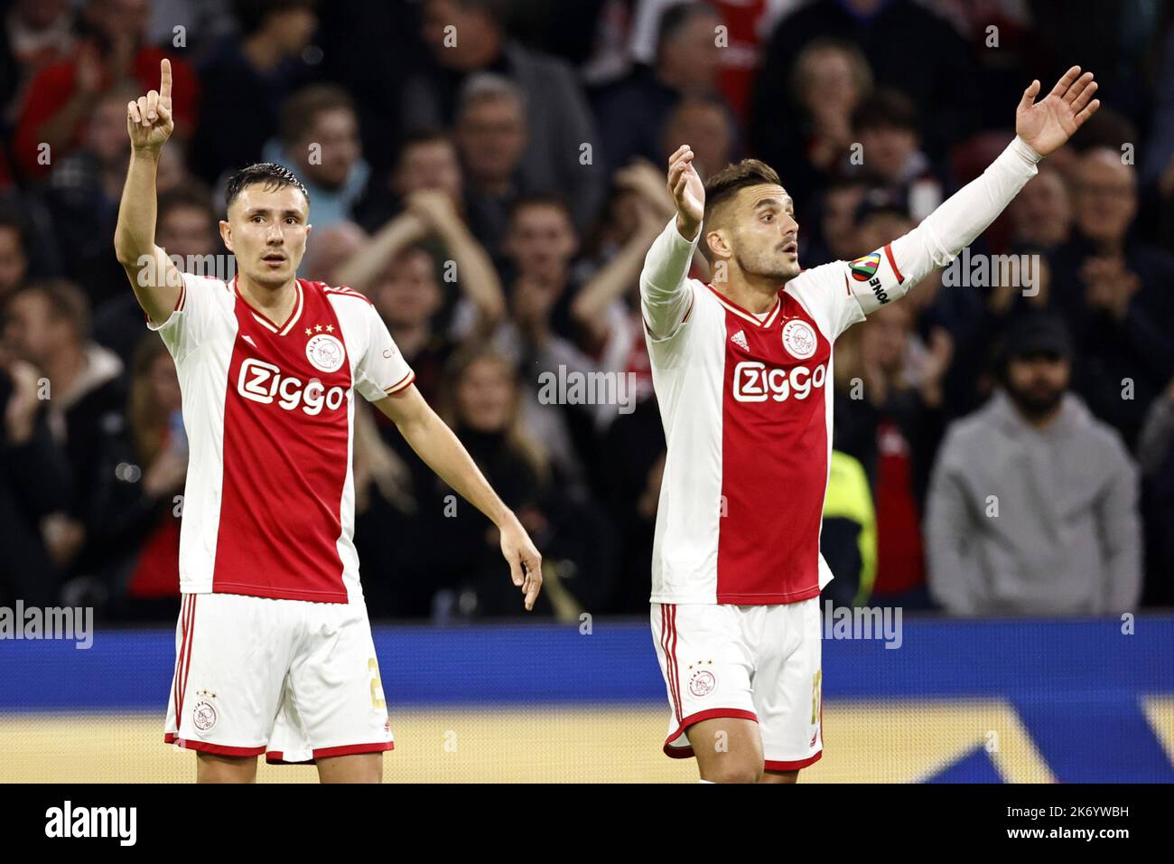 AMSTERDAM - (lr) Steven Berghuis of Ajax, Dusan Tadic of Ajax celebrate ...