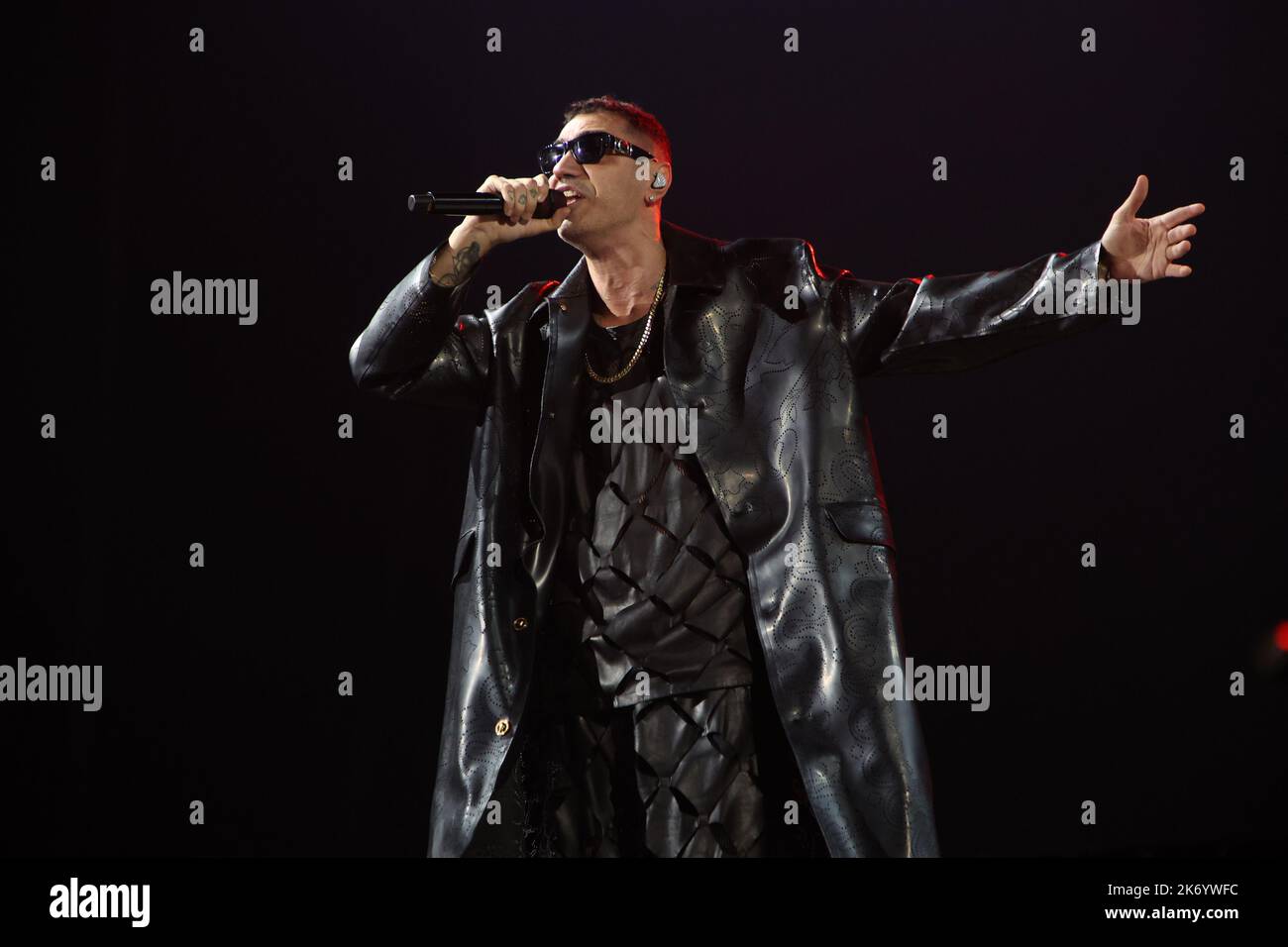 Italian rapper Marracash during “Persone” tour. Unipol Arena, Bologna ...