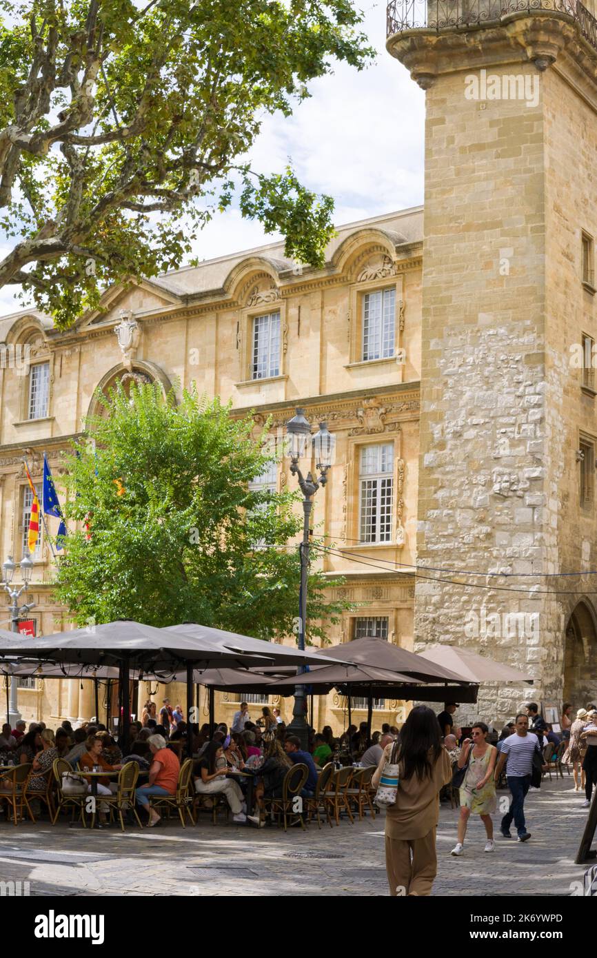 The old city center in Aix-en-Provence in France: Place de l'Hotel de ...