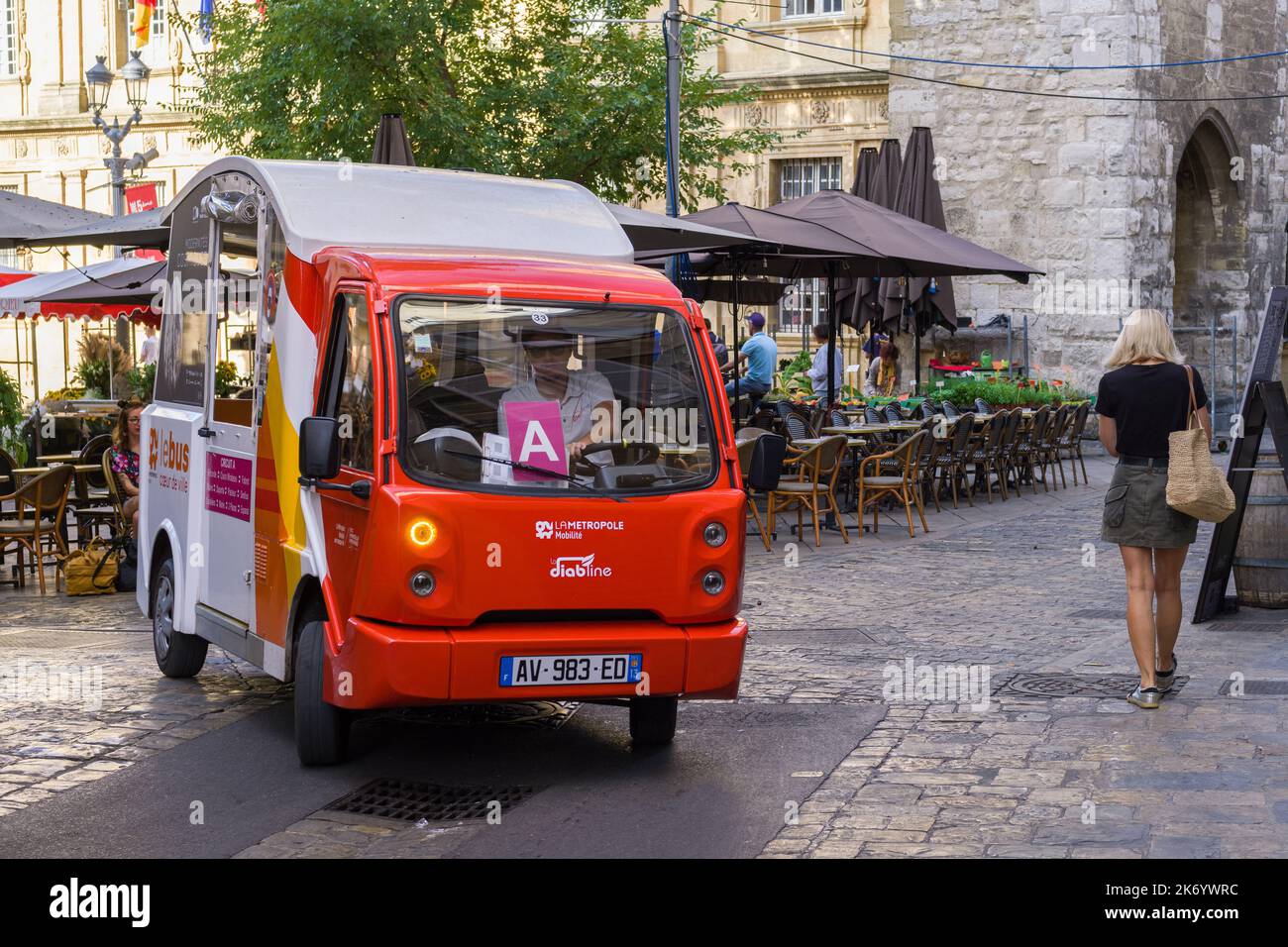 A minibus at town hall square in Aix-en-Provence, France. Public ...