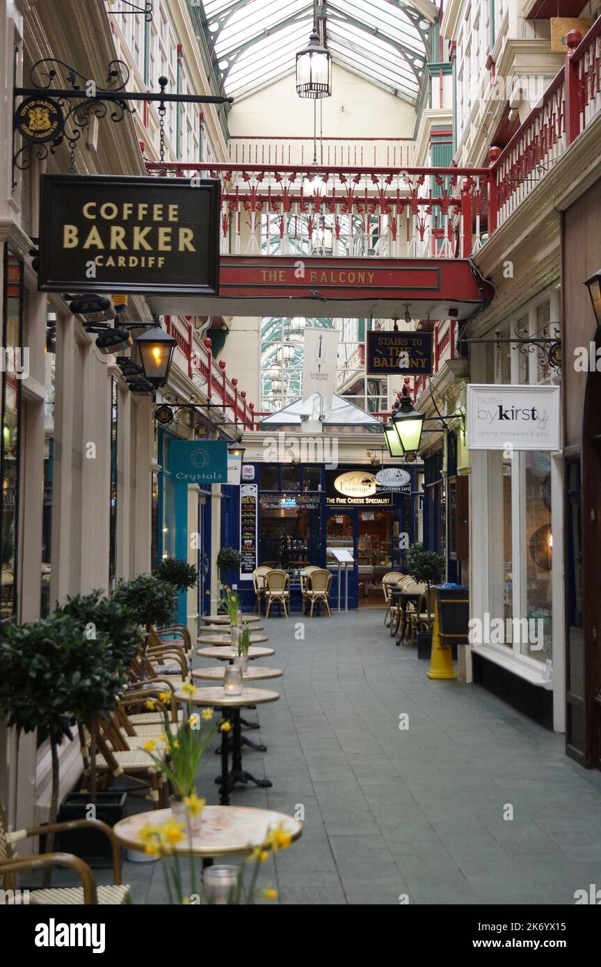 Cardiff, Wales (UK): a view of the interior of the Castle Quarter ...