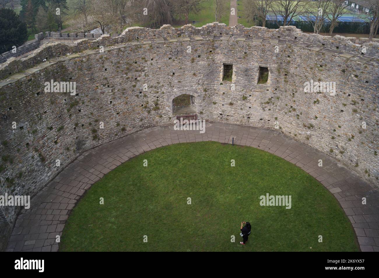 Cardiff Castle: aerial view of the interior of the Norman Keep Stock ...