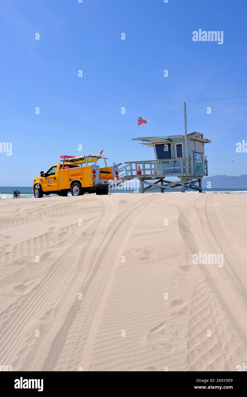 USA. California. Los Angeles. Venice beach. Life guard on the beach ...