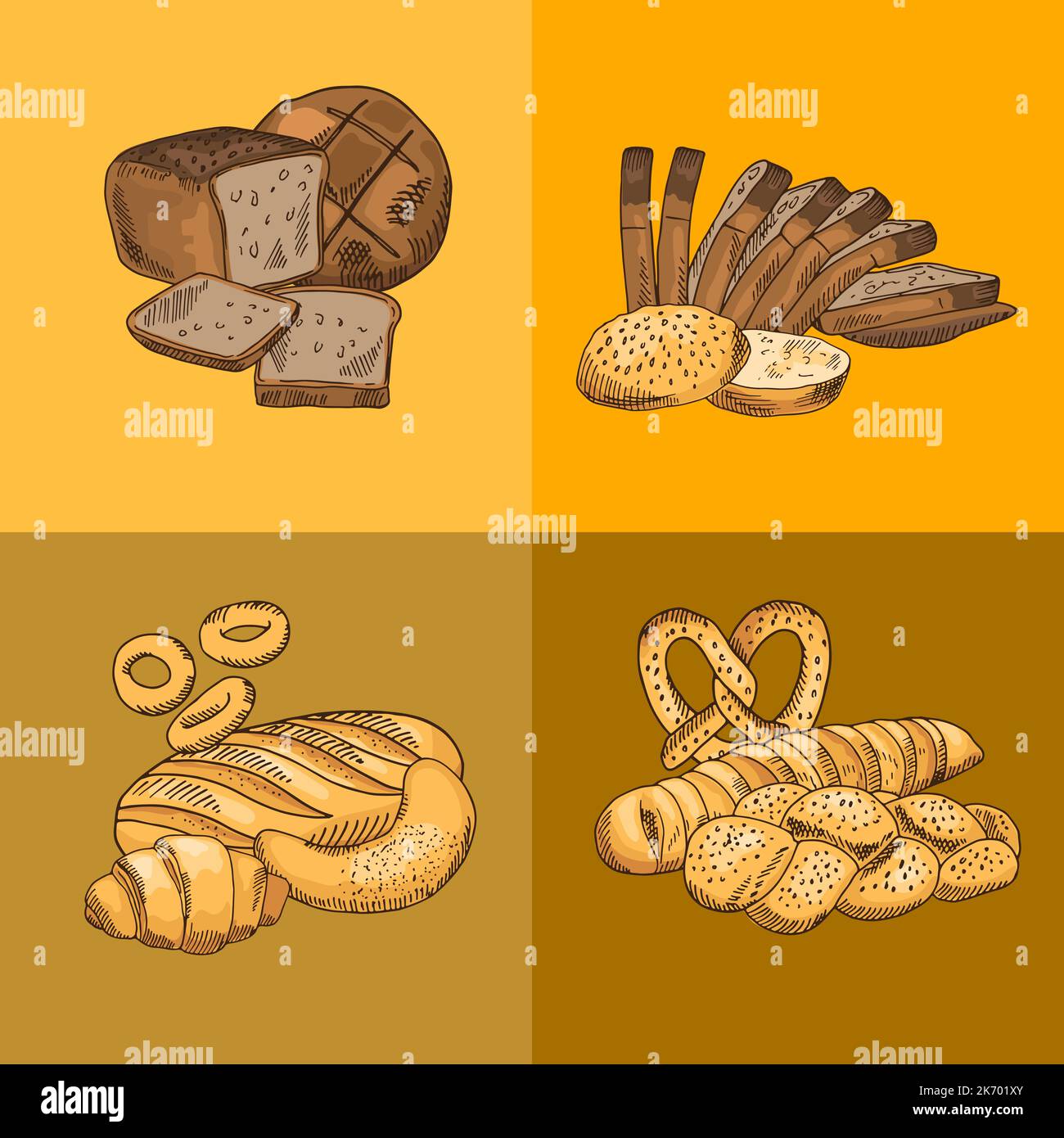 Cartoon bakery products toast bread hi-res stock photography and images ...