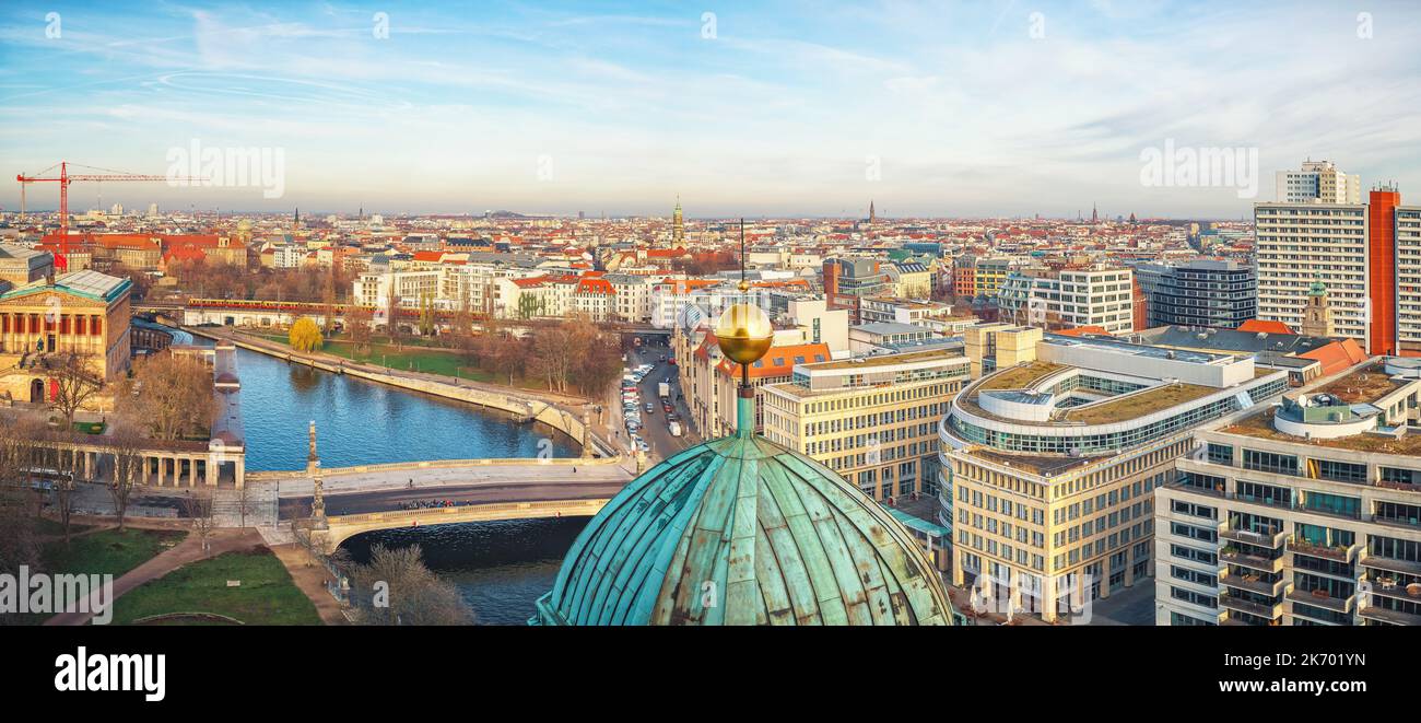 Aerial view over Spree river in Berlin Stock Photo - Alamy