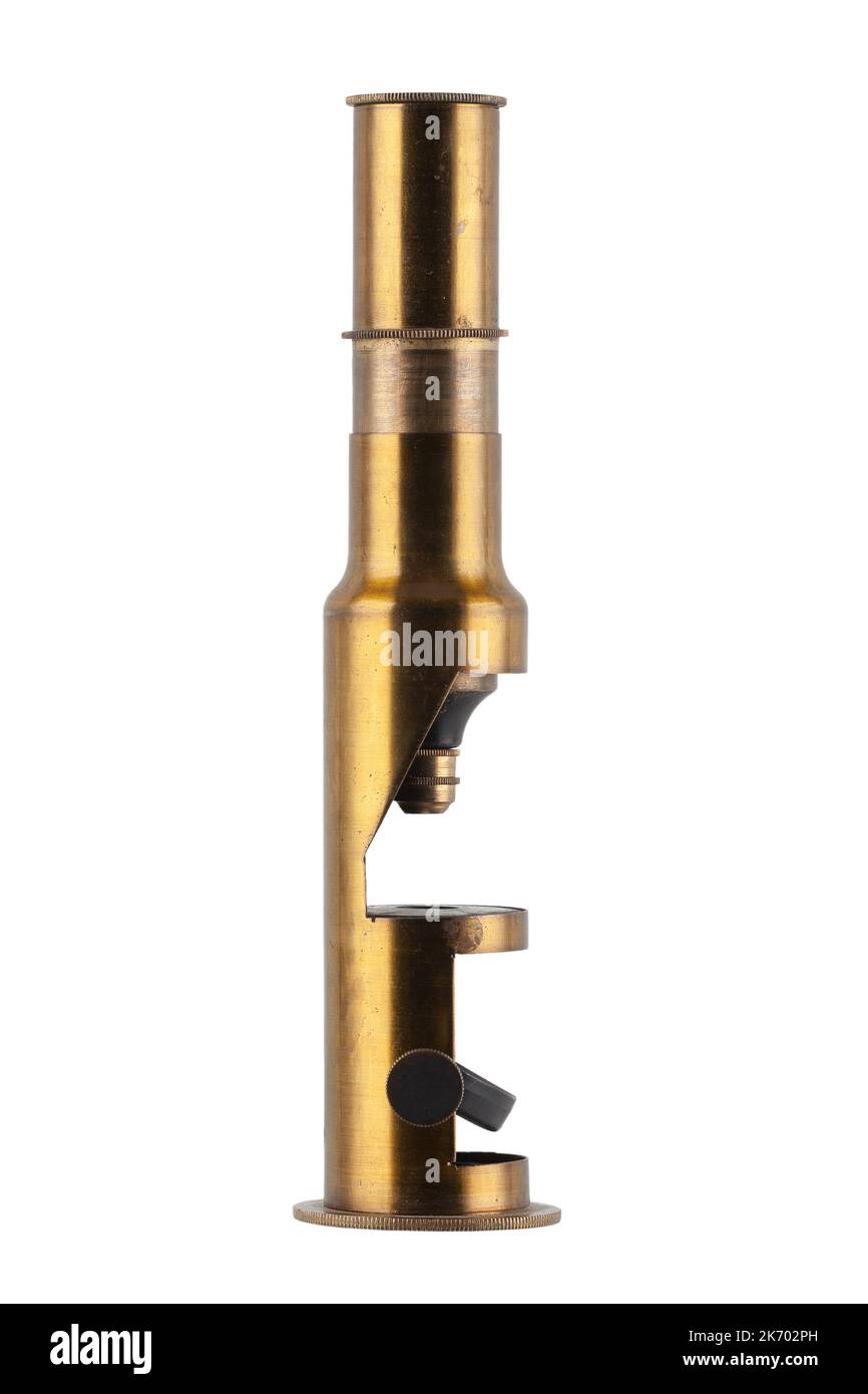 Vintage brass microscope. Small hand microscope from the 20th century ...