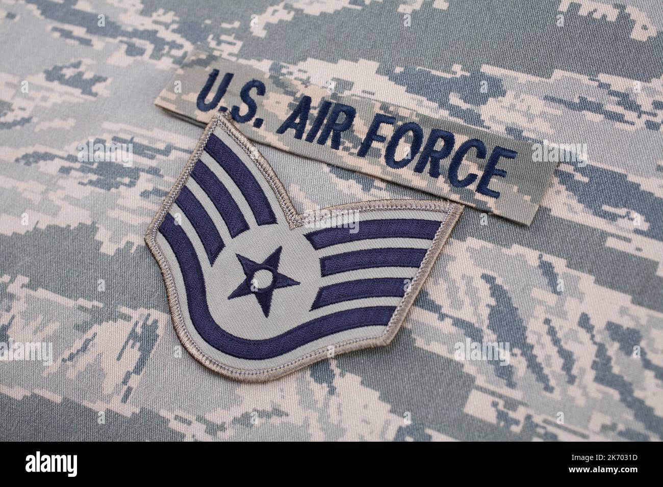 August 31, 2020. US AIR FORCE branch tape and Staff Sergeant rank patch ...