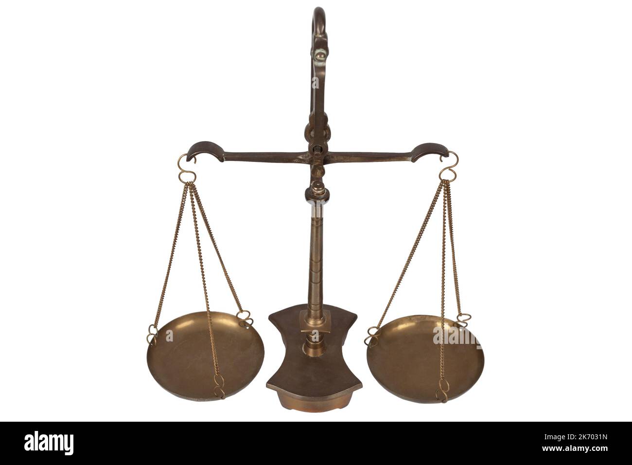 Bronze traditional balance scale isolated on white background Stock ...